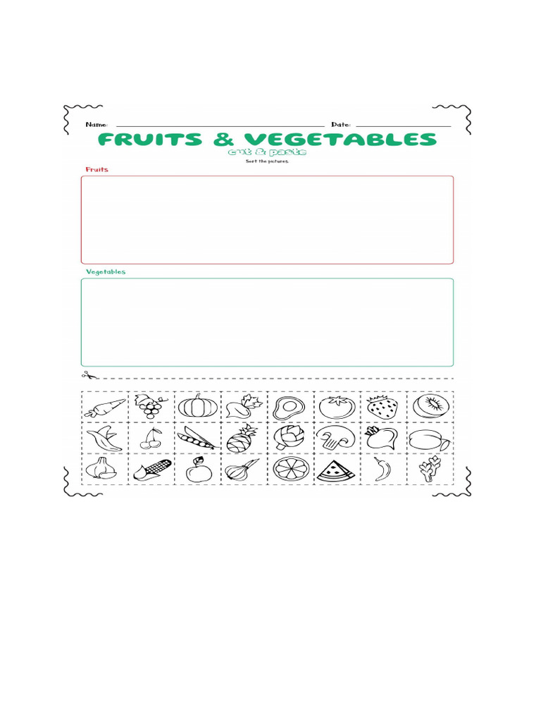 Printablee.com Fruits and Vegetables Cut Outs Worksheets 174794.Png | PDF