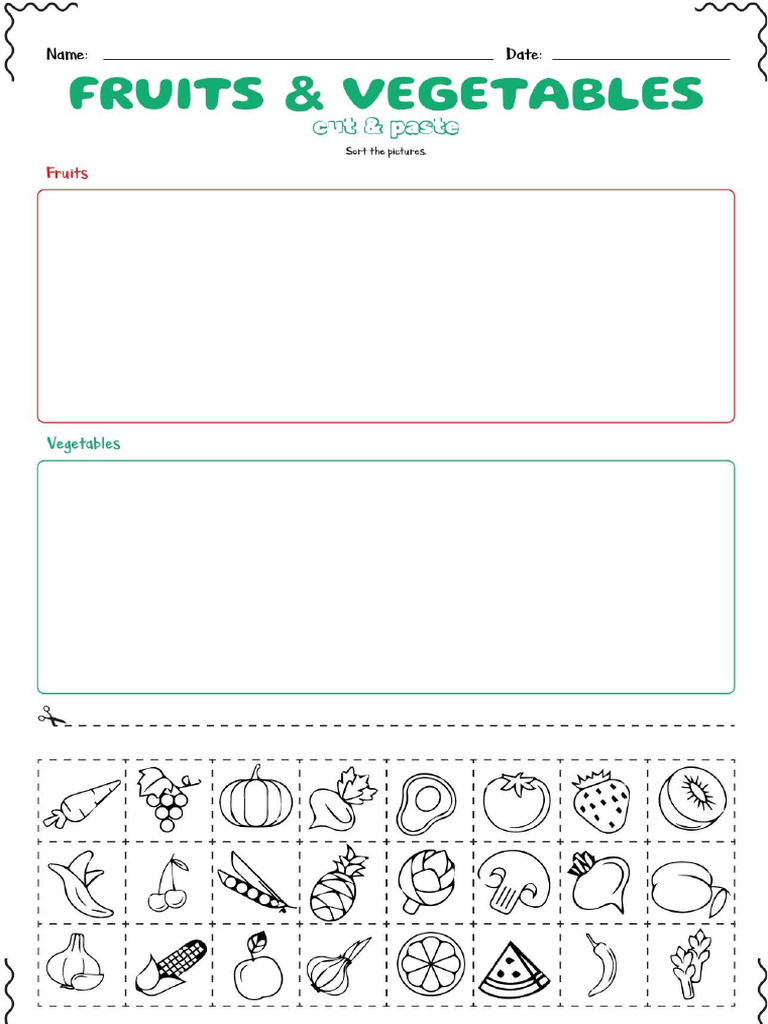 Printablee.com Fruits and Vegetables Cut Outs Worksheets 174794.Png | PDF