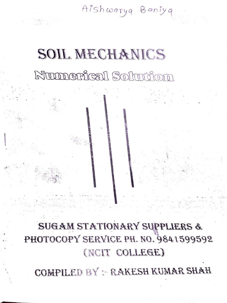 Soil Mechanics Tutorial Soln PU | PDF