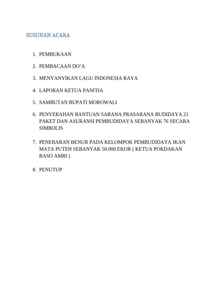 Susunan Acara Cbib | PDF