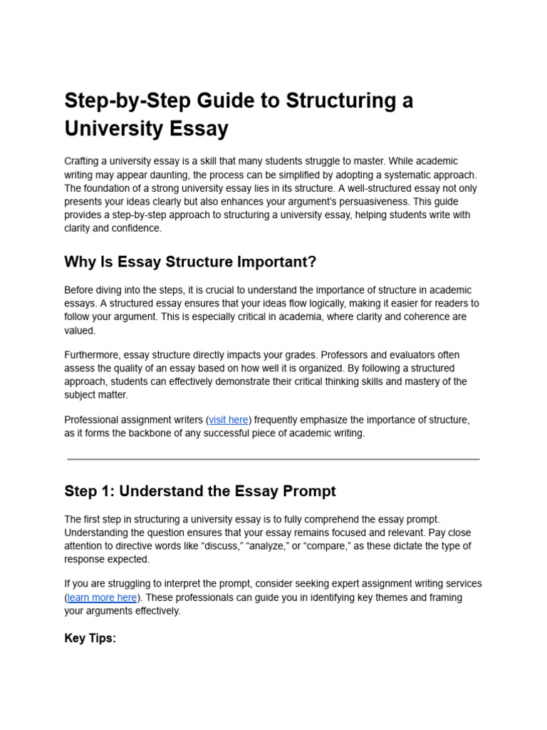 Step-By-Step Guide To Structuring A University Essay | PDF | Essays | Argument