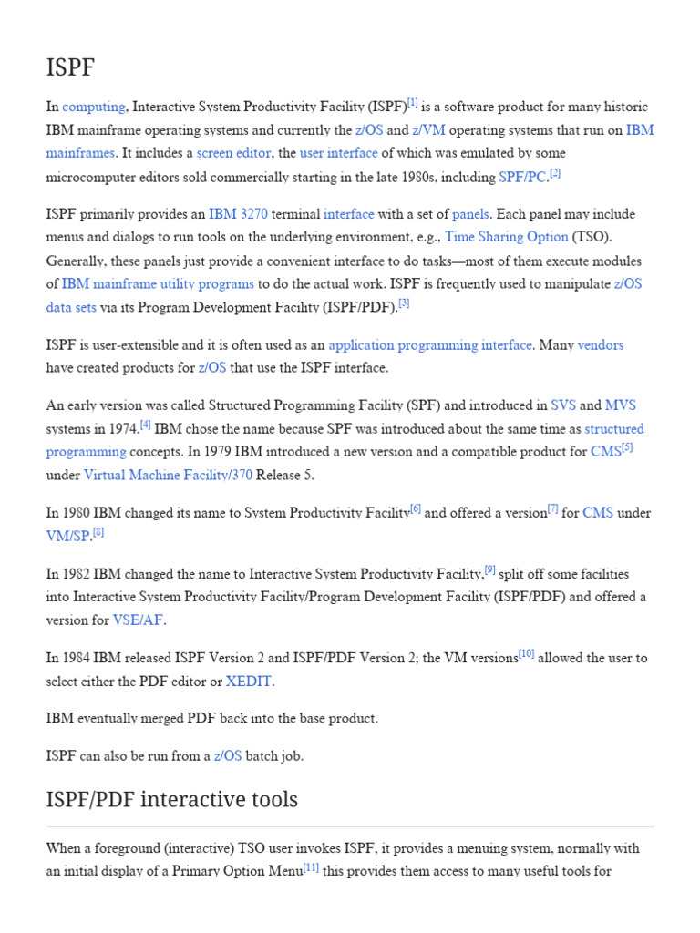 ISPF - Wikipedia | PDF | Operating System Families | Computing