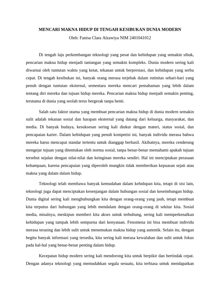 ESSAY Fanisa Clara Alzawiya | PDF