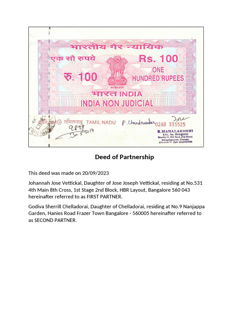 Partnership Deed - Pint Out | PDF