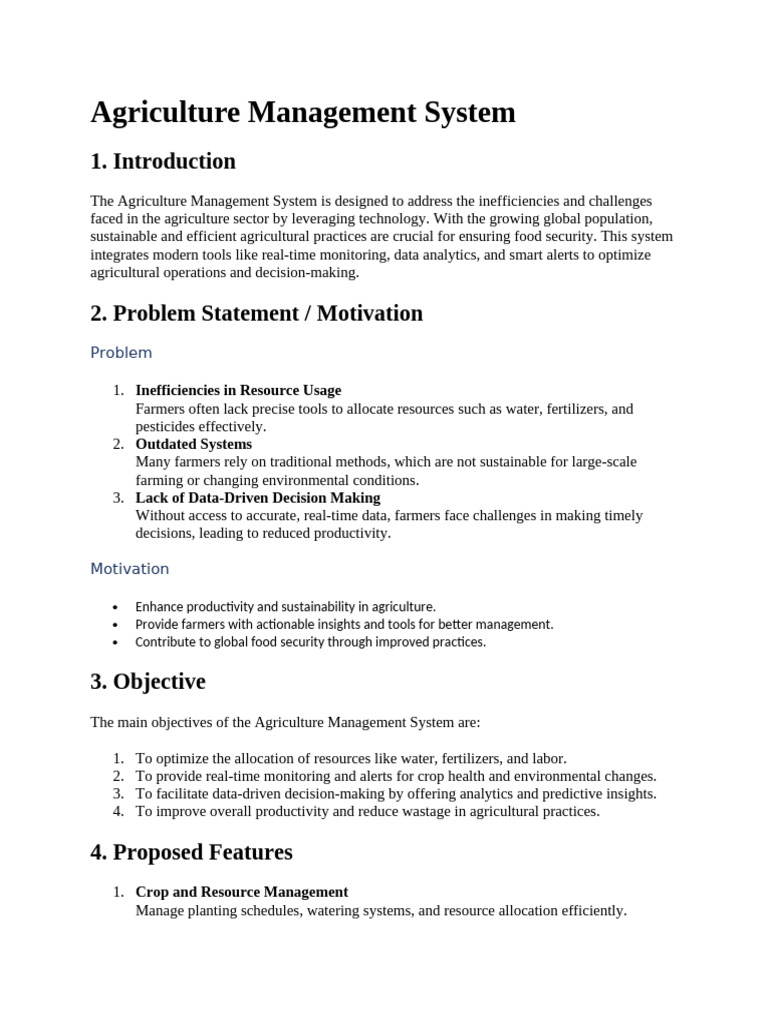 Agriculture Management System | PDF | Agriculture | Databases