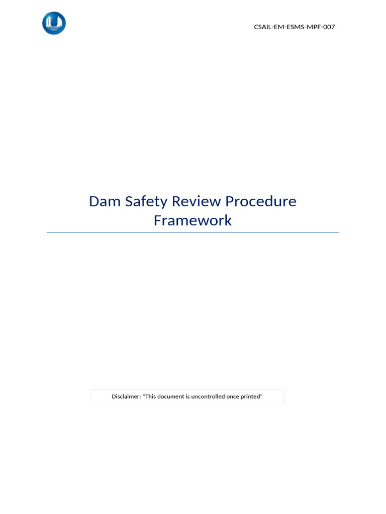 Dam Safety Review Procedure Framework | PDF | Safety | Dam