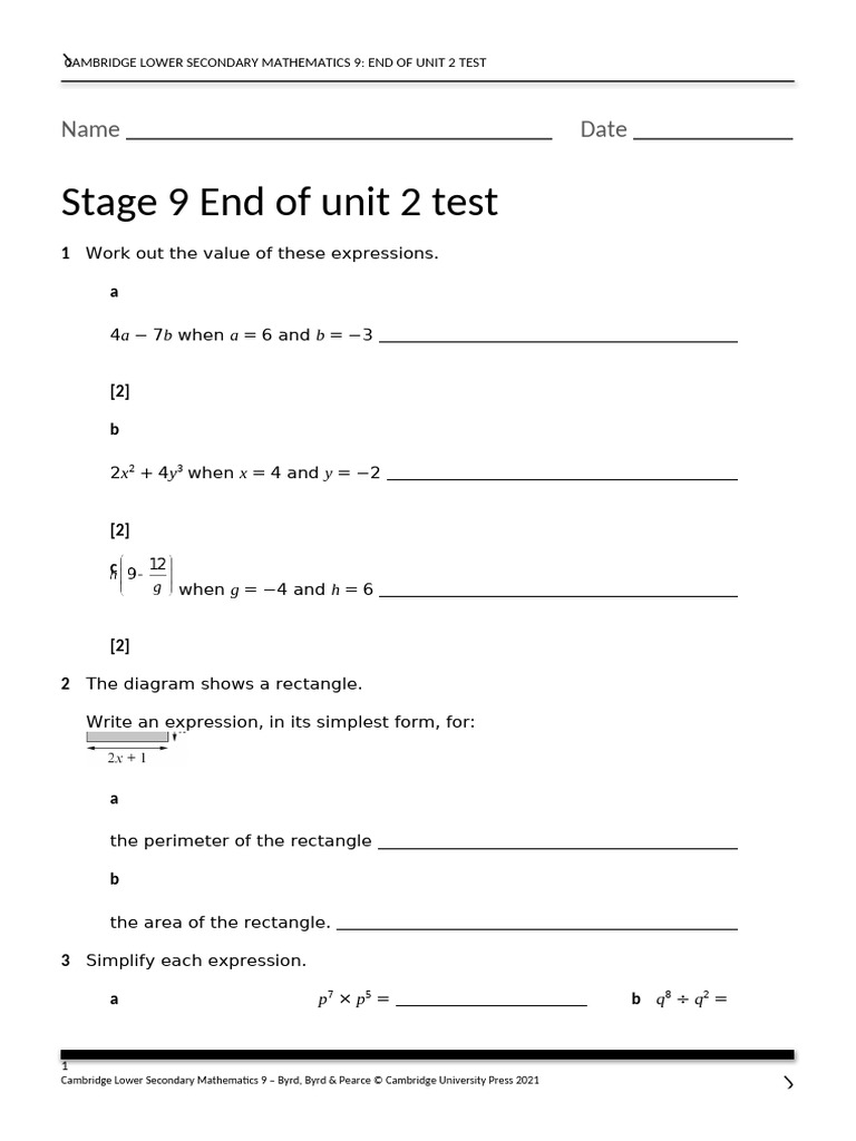 Unit 2 End-of-unit test | PDF | Area | Euclid