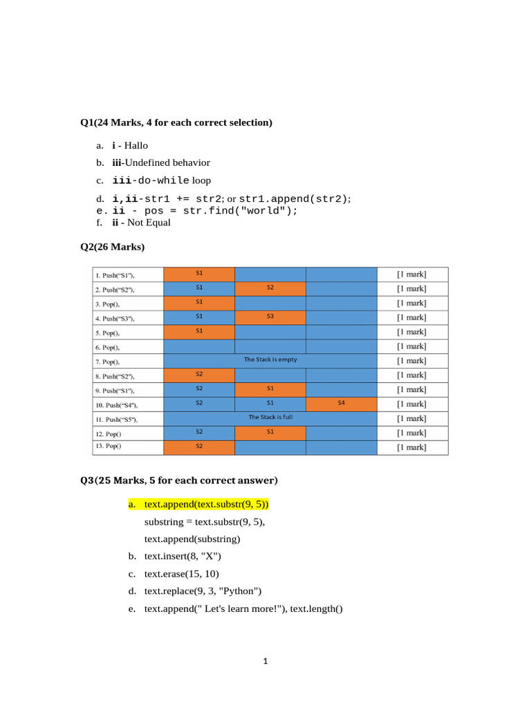 Quiz 1 Answers | PDF
