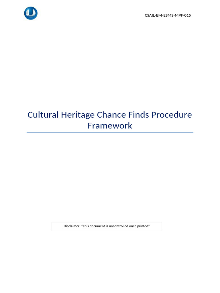 15. CSAIL-EM-ESMS-MPF-015 Cultural Heritage Chance Finds Procedure ...