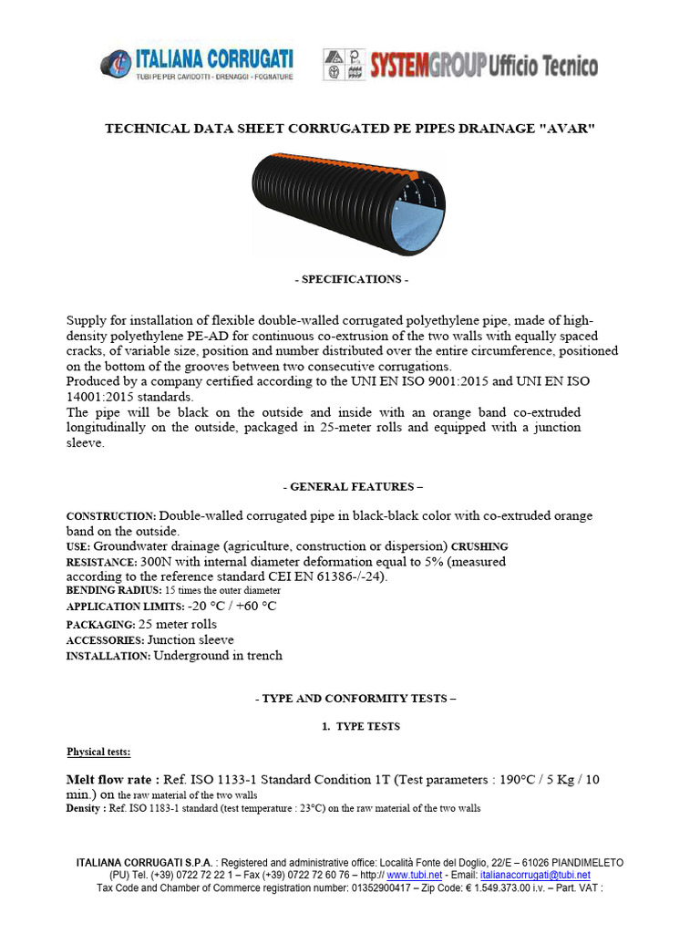 Data sheet AVAR 180 | PDF | Pipe (Fluid Conveyance) | Building Engineering