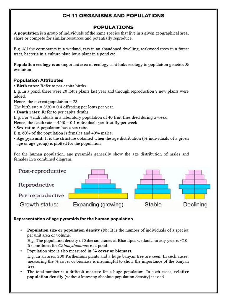 Ch-11 Organisms and Population | PDF | Reproduction | Ecology