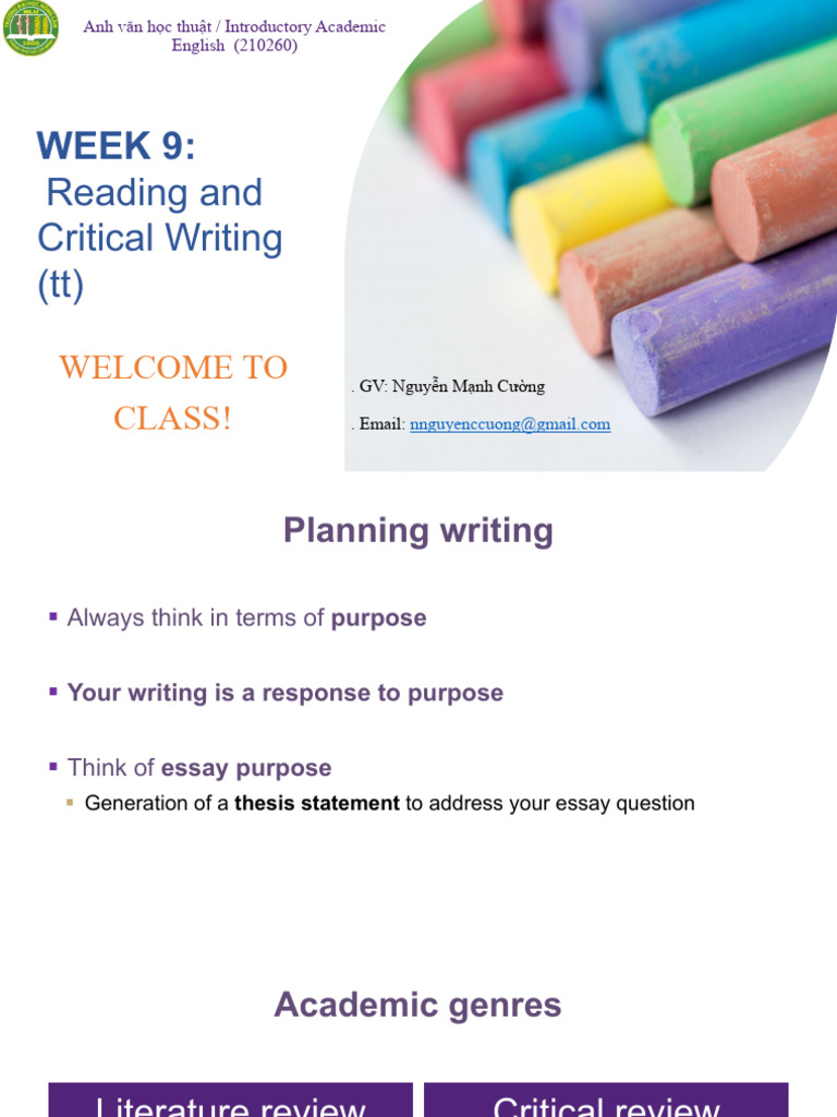 W9 - Reading and Critical Writing (TT) | PDF | Verb | Grammar