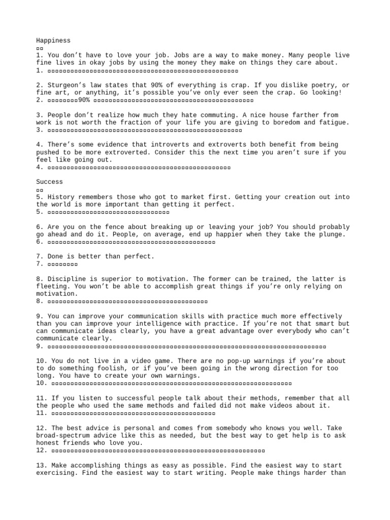 Keys to Happiness and Success Tips | PDF | Psychology