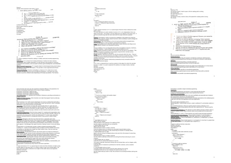 c++Question Paper | PDF | C++ | Class (Computer Programming)