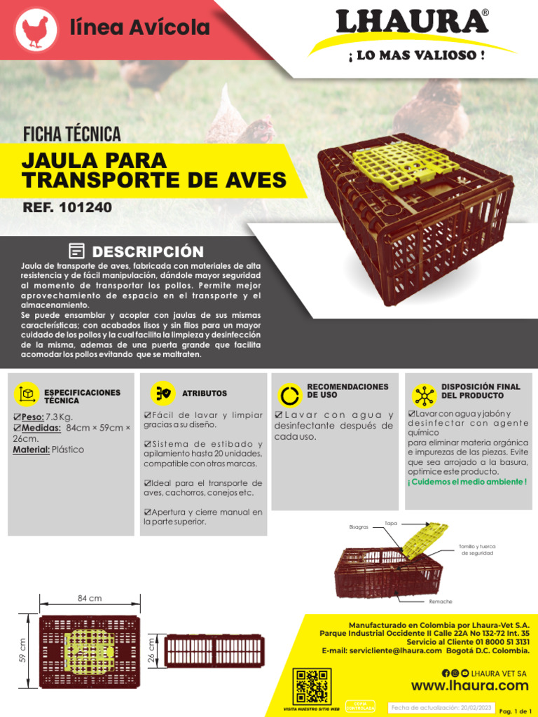 JAULA PARA EL TRANSPORTE DE AVES Ref. 101240 ACT | PDF