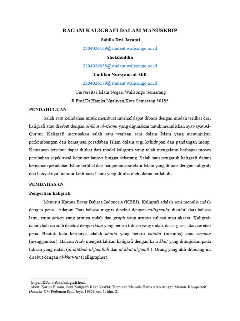 Ragam Kaligrafi Dalam Manuskrip (2) | PDF