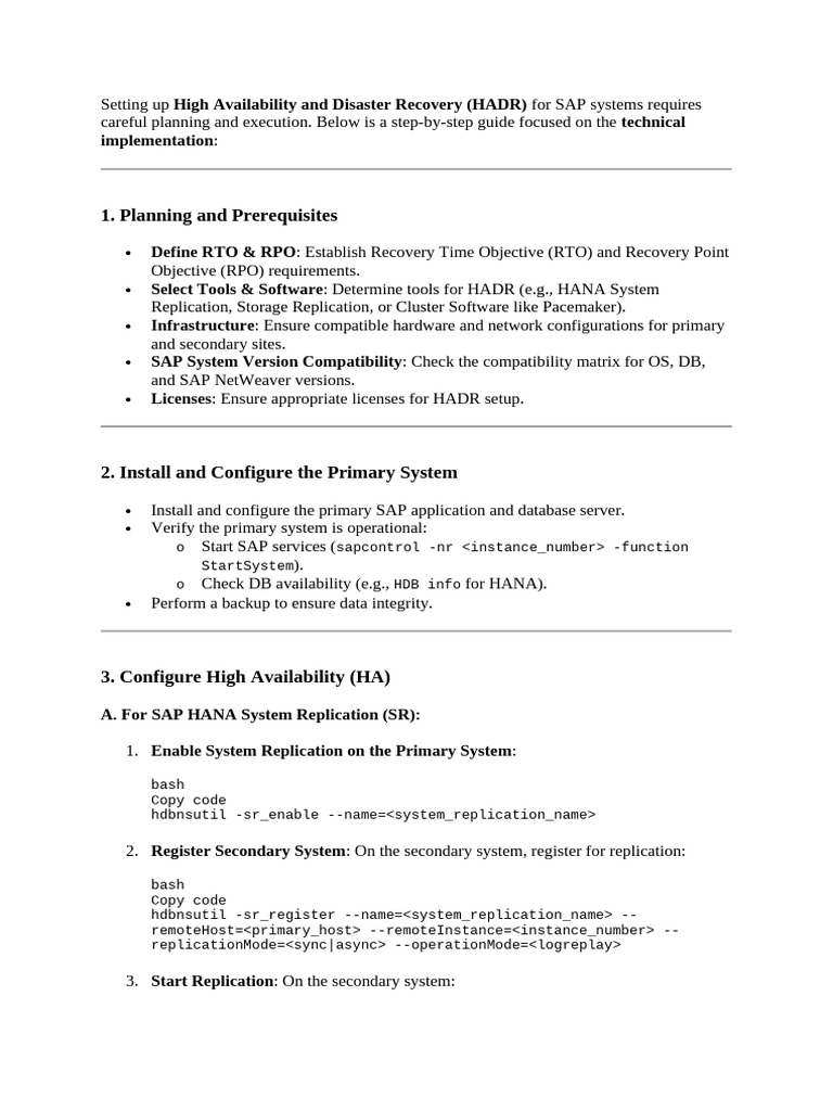 High Availability and Disaster Recovery steps | PDF | Replication (Computing) | Computer Cluster