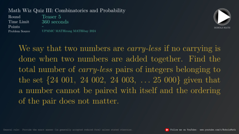 RobolsMathWizard Quiz - Probability - Combinatorics | PDF