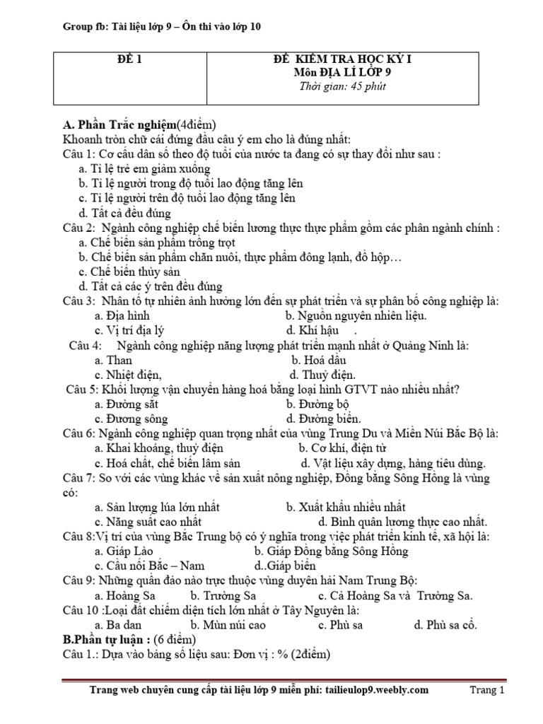 2. [tailieulop9.weebly.com] 20 đề kiểm tra học kì 1 môn địa lí lớp 9 - có đáp án | PDF