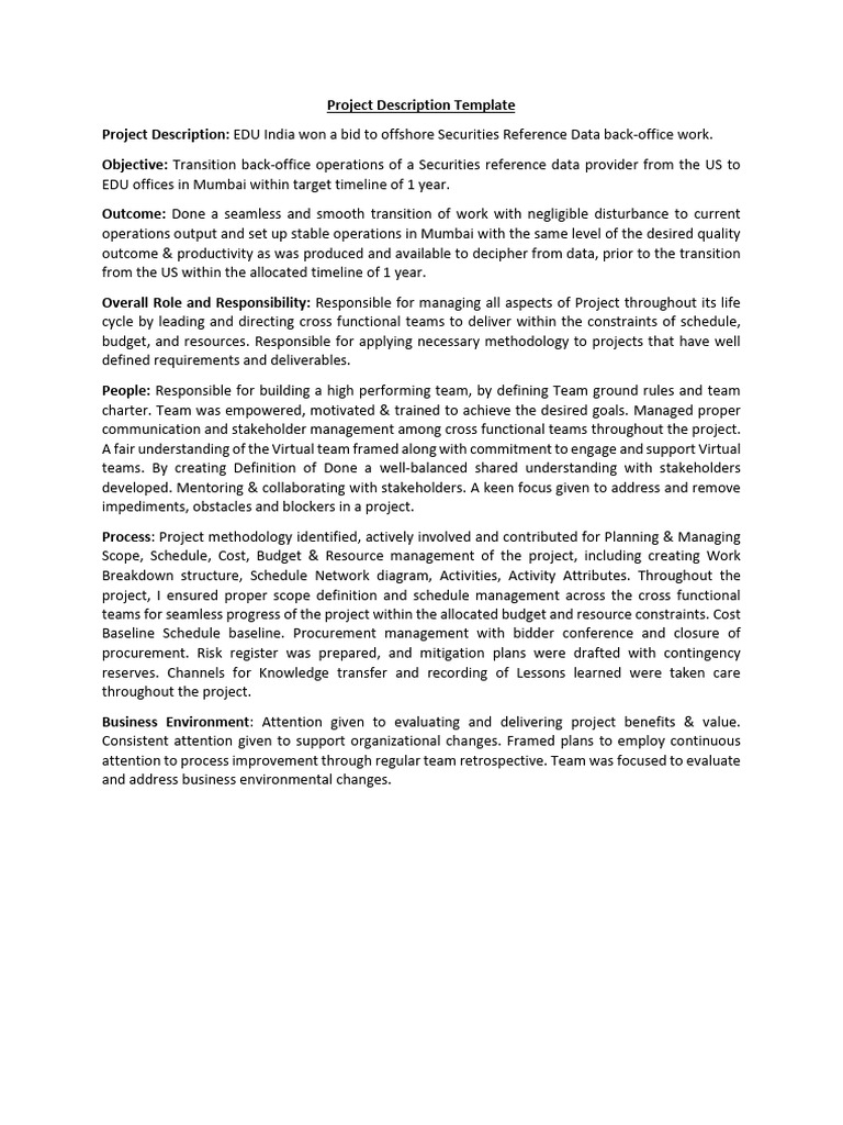 Project Description Template for EDU India | PDF | Business