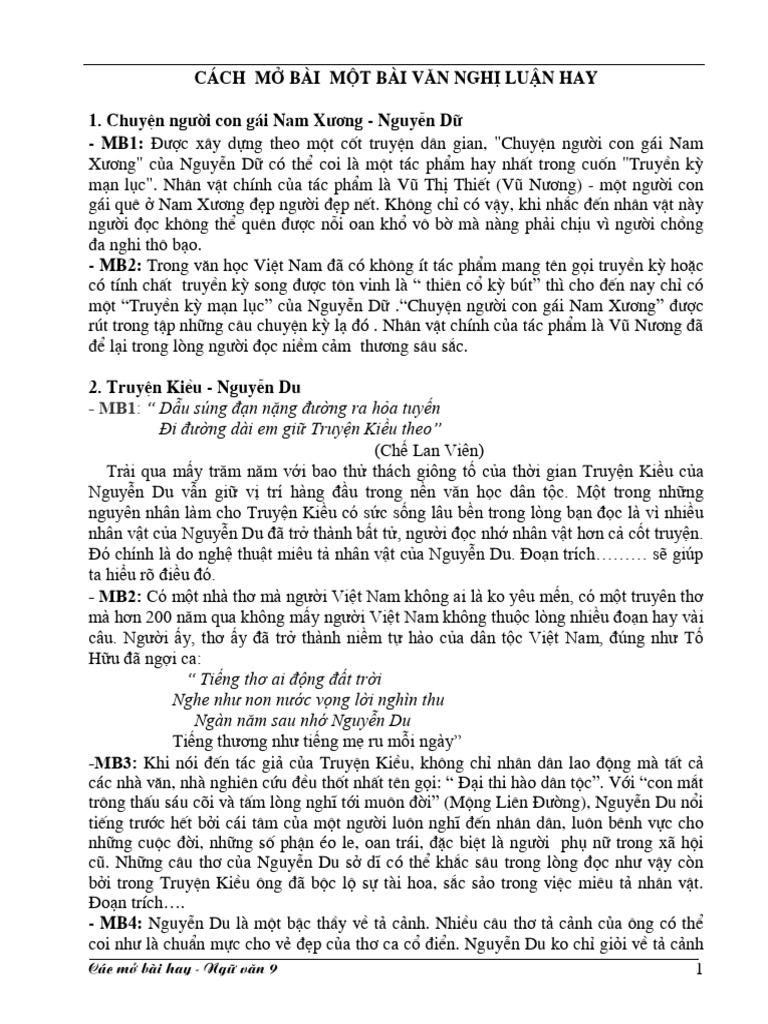 Cach Mo Bai Van Nghi Luan 9 | PDF