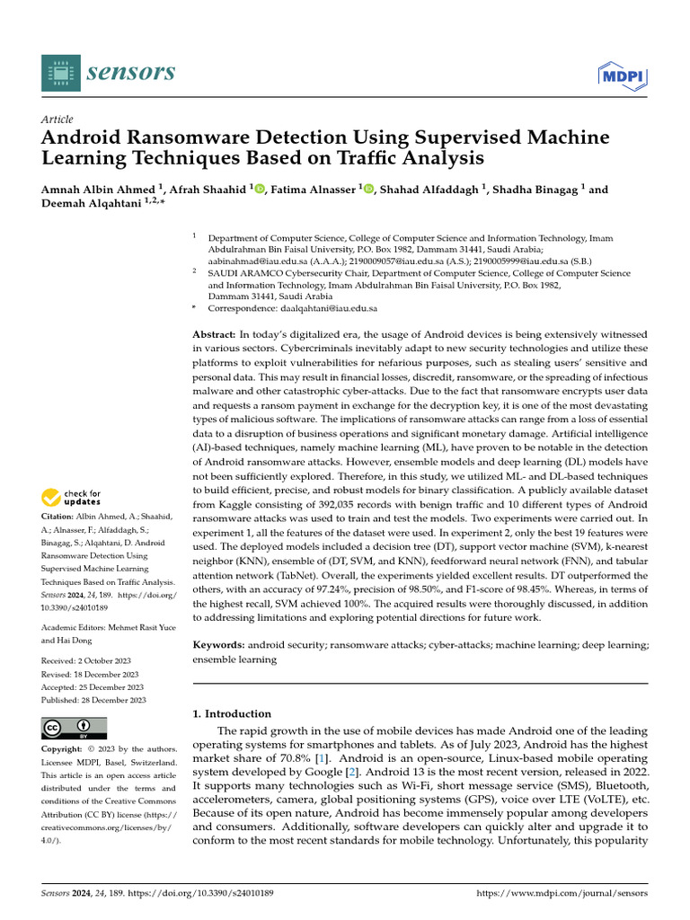 Android Ransomware Detection Pdf Machine Learning Computer Security