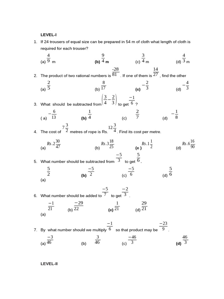 Rational Numbers (Word Problems) | PDF | Mathematics