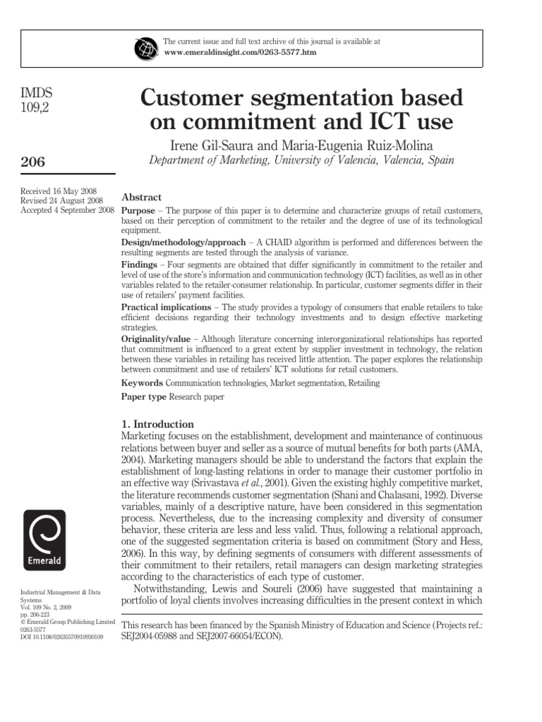 Customer Segmentation Based On Commitment and ICT Use | PDF | Marketing ...