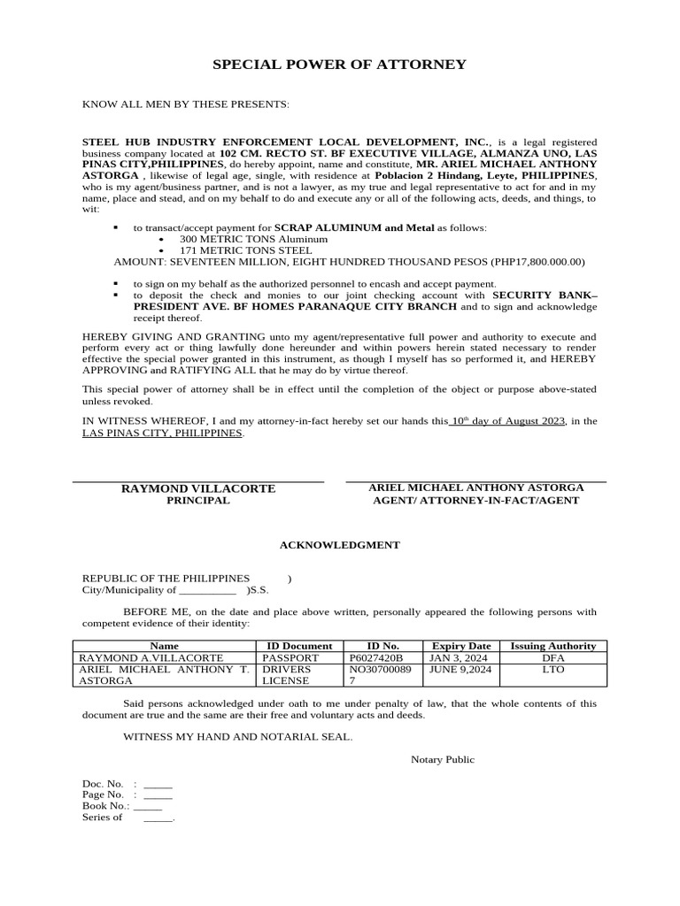 SPA | PDF | Power Of Attorney | Justice