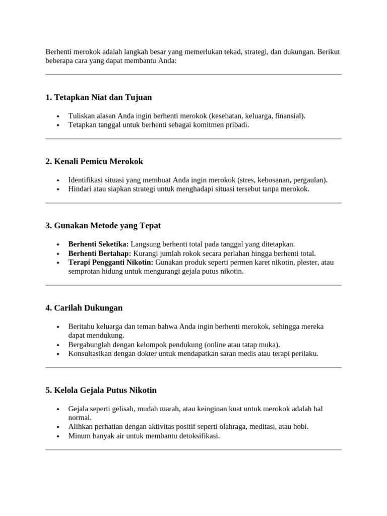 Cara Efektif Berhenti Merokok Selamanya | PDF