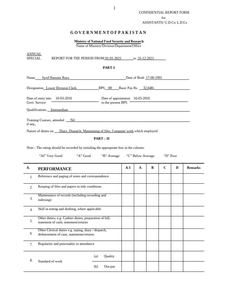 ACR Form - Assistant, LDC, UDC | PDF