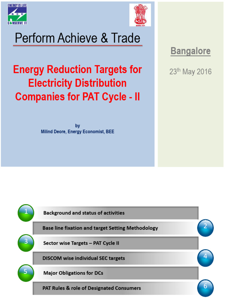 Energy Reduction Targets and Obligations For DISCOMs Under PAT Cycle-II ...