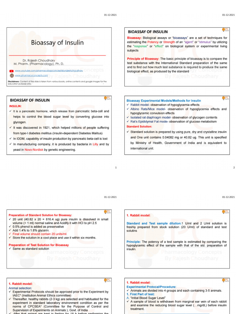 Bioassay of Insulin PDF | PDF