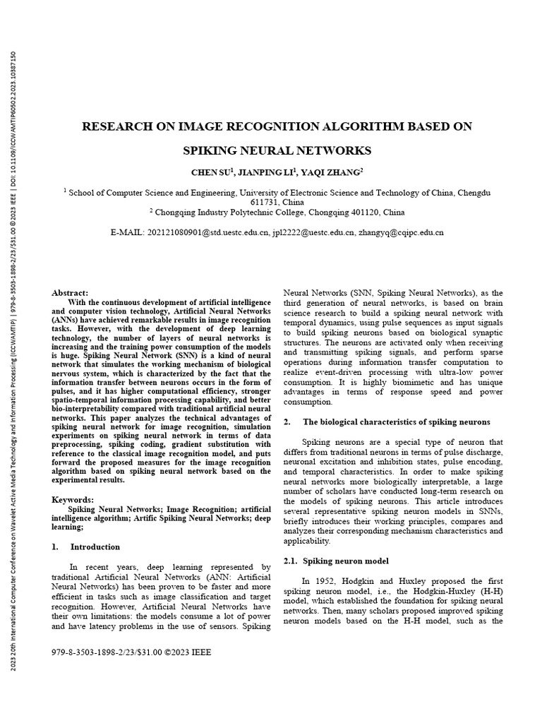 Research_on_Image_Recognition_Algorithm_Based_on_Spiking_Neural_Networks | PDF | Artificial ...
