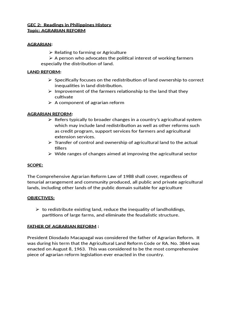 AGRARIAN Reform Modules | PDF | Land Law