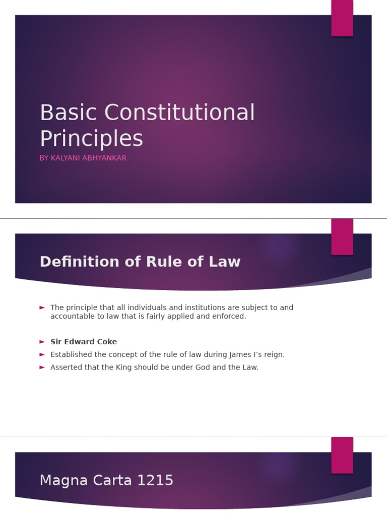 Basic Constitutional Principles | PDF | Rule Of Law | Sovereign Immunity