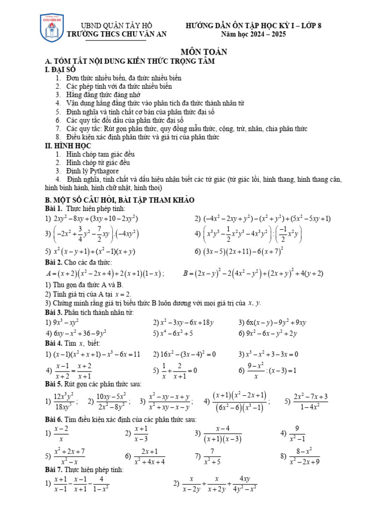 Khối 8 - Hdot Hki 2024-2025 | PDF