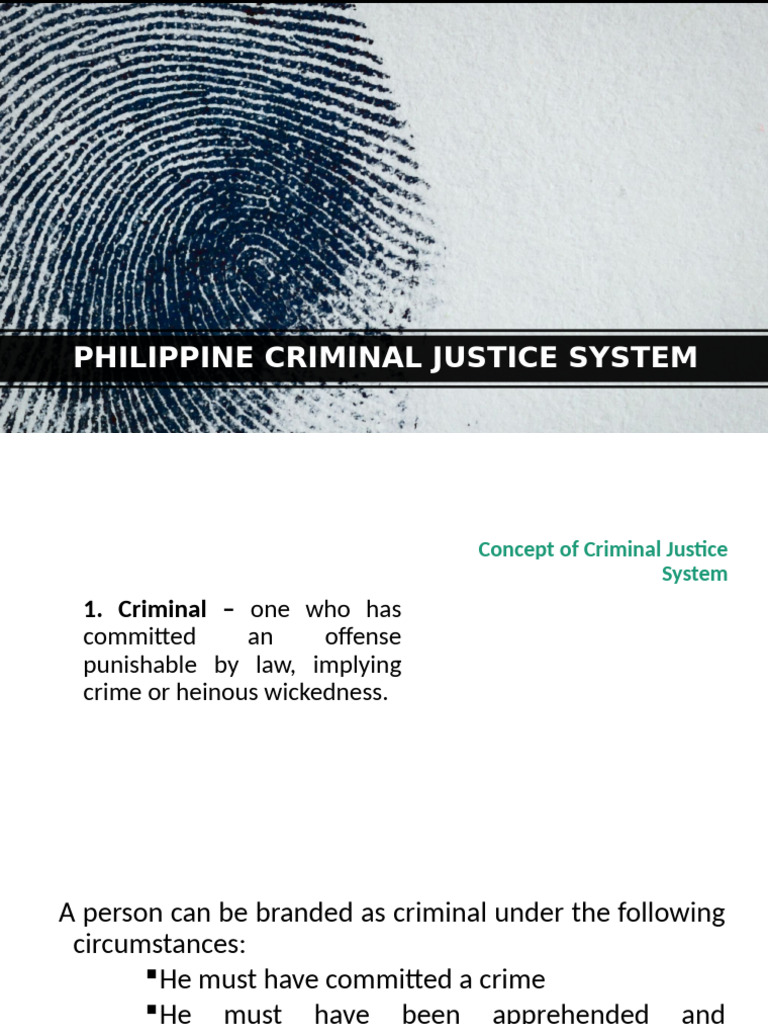 INTRO TO PHILIPPINE CRIMINAL JUSTICE SYSTEM | PDF | Prosecutor | Arrest