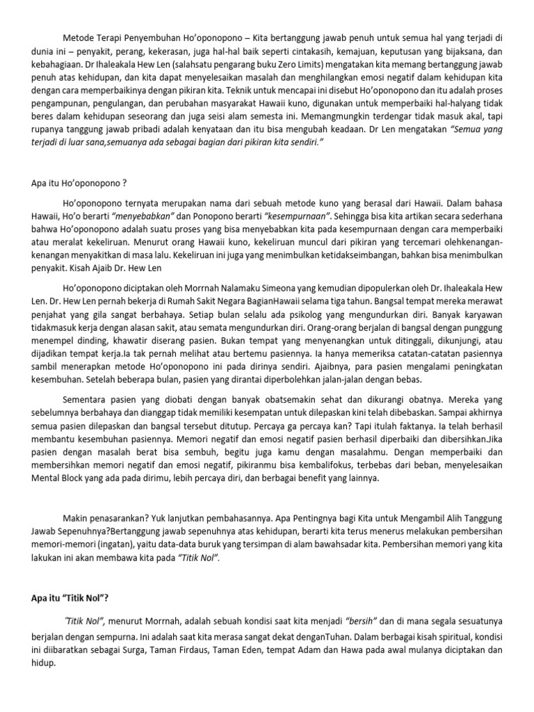 Ho'oponopono Part1 | PDF