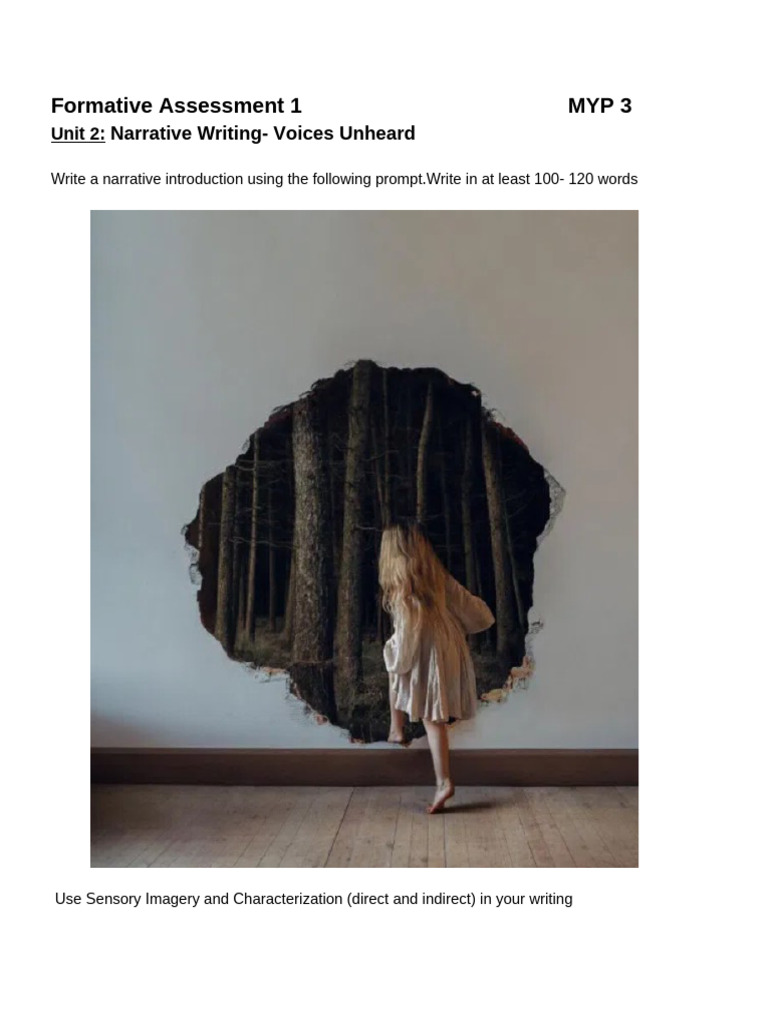 Formative Assessment 1 Narrative Writing Introduction | PDF