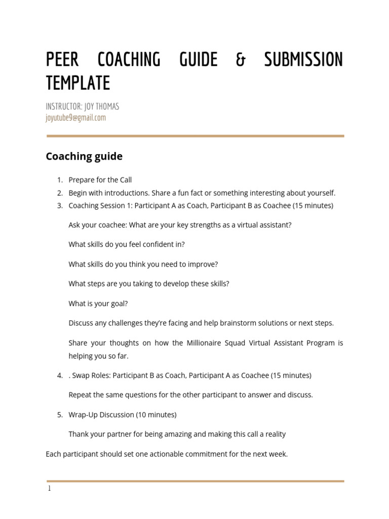 Peer Coaching Guide & Template | PDF
