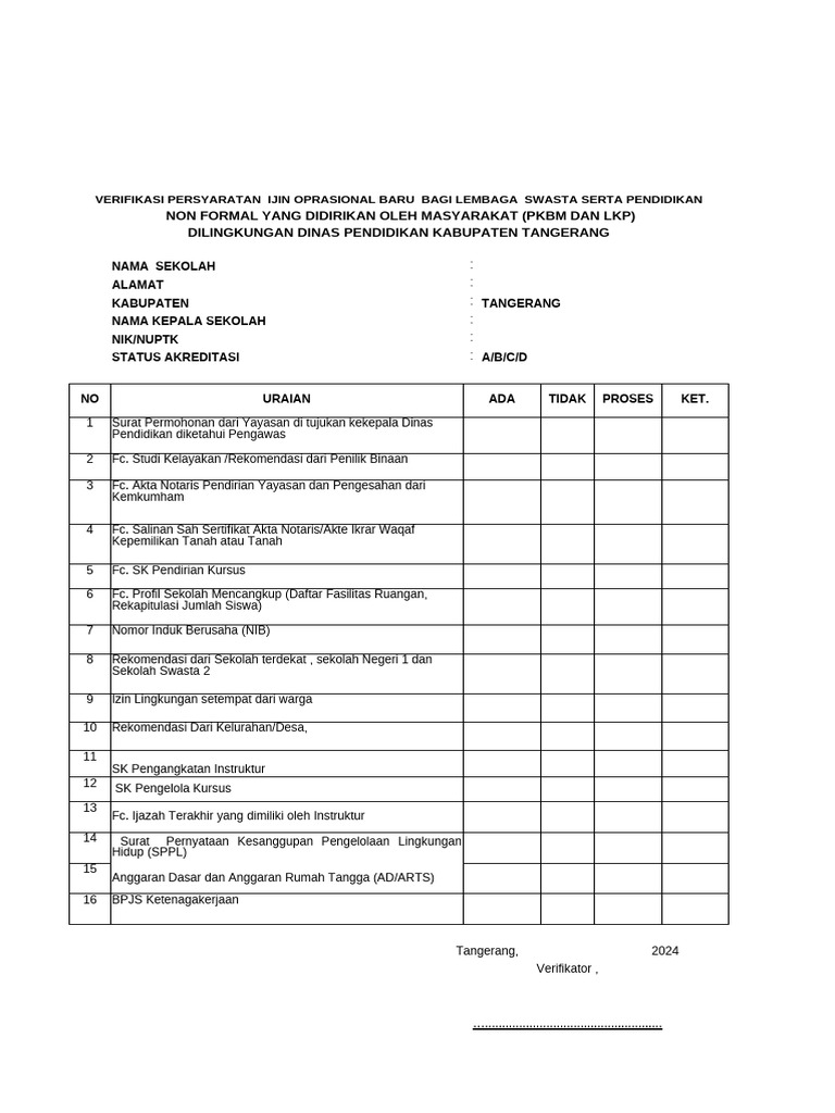 Persyratan Ijin Operasional | PDF
