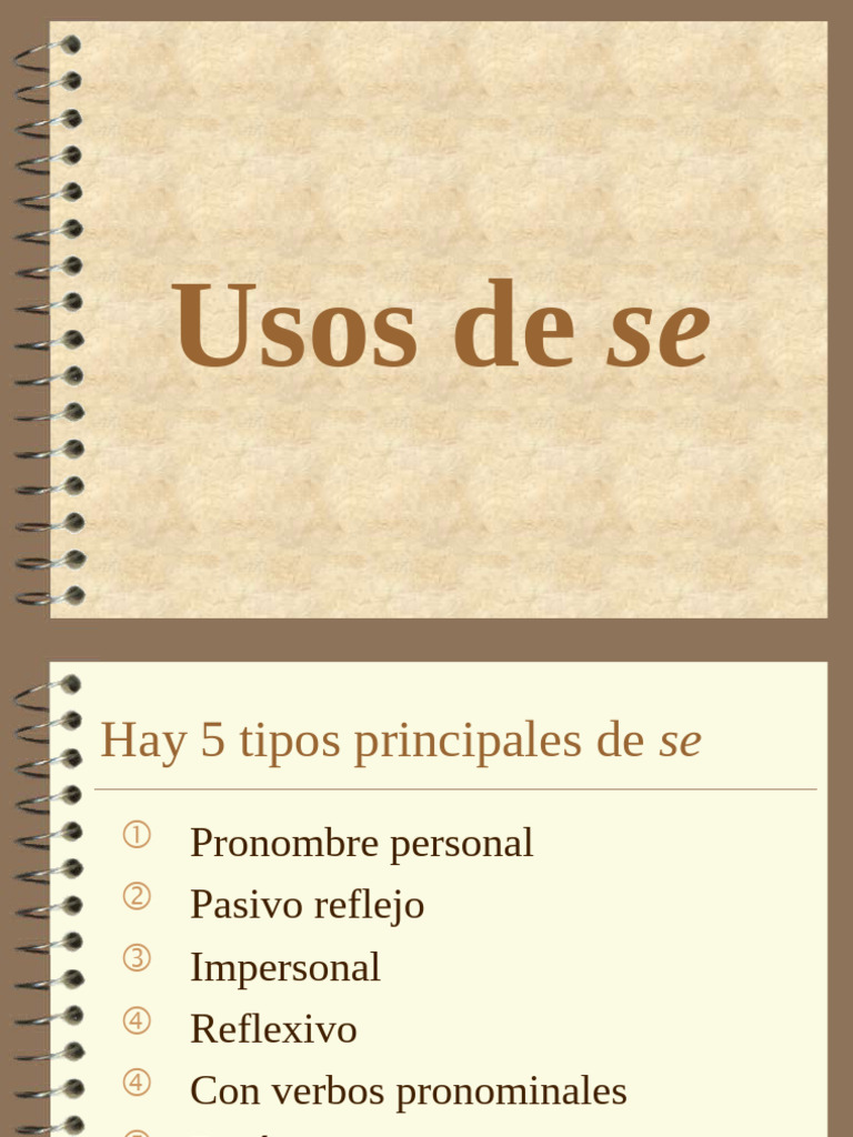 Tipos de Se Muy Bueno | PDF | Pronombre | Verbo