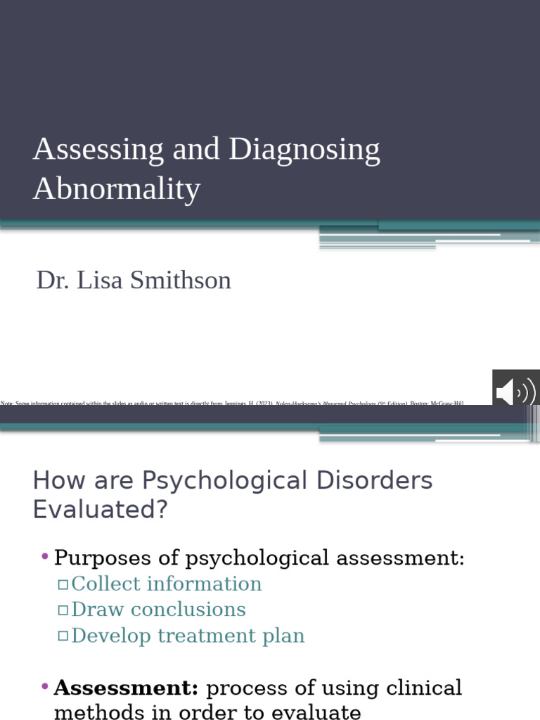 Assessing and Diagnosing Abnormality - PSYCO 239 - Abnormal Psychology ...