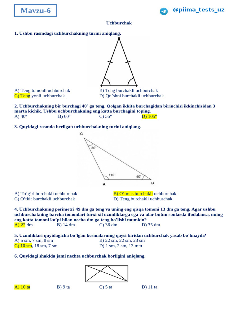 Uchburchak | PDF