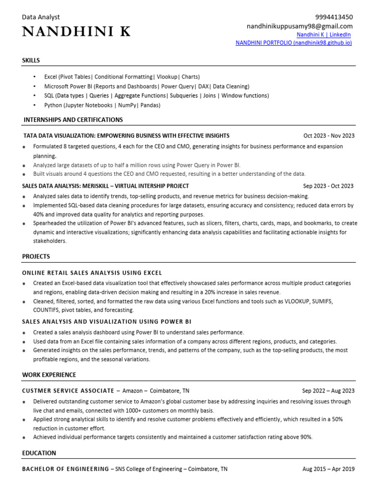 Naukri_NandhiniK[2y_0m] | PDF | Data Analysis | Microsoft Excel