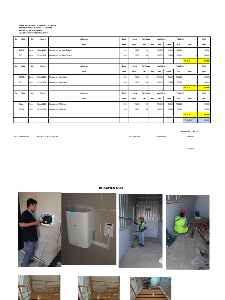 Opnam Harian Eks Pekerjaan Gliter | PDF