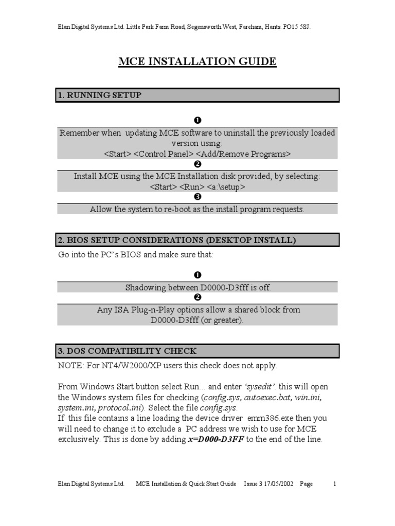 Mce Installation Guide: 1. Running Setup | PDF | Microsoft Windows | Personal Computers