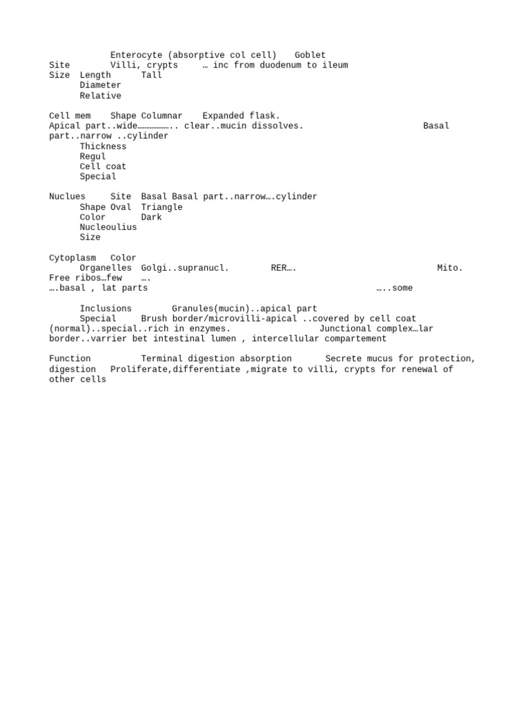 Histo Git Cells Summary | PDF