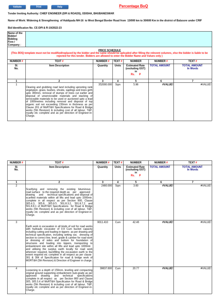 BOQ_407841 | PDF | Road | Concrete